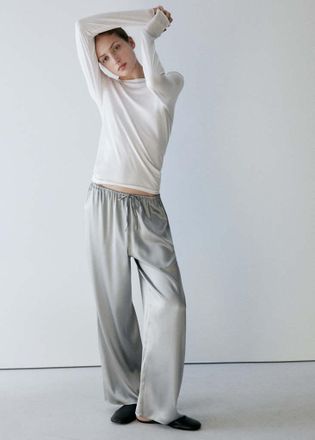 Mango T-shirt ajust&eacute; manches longues blanc - Femme - S - MANGO