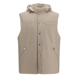 Brunello Cucinelli Bonded Wool Flannel Down Vest - - Jackets - Herren - Beige - M