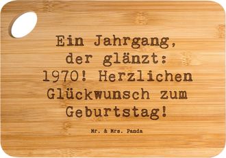 Mr. & Mrs. Panda Fr&uuml;hst&uuml;cksbrett Spruch 1970 Geburtstag - Geschenk, Hackbrett, 50., holzschneidebrett, Geburtstagsgeschenk, Schneidebrett, Alter, besonderes Jahr, Happ