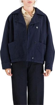 Pomandere Femme, Vestes, Bleu, Taille: 38 FR Caban en drill de coton