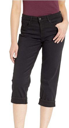 NYDJ Damen Marilyn Straight Crop Cuff Cropped Slimming Jeans, Schwarz, 34