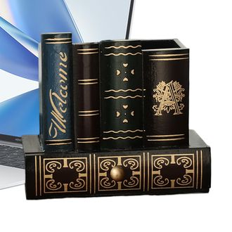 Generic Schreibtisch-Organizer in Buchform - Vintage Stiftek&ouml;cher aus Holz, Stiftehalter Retro | Aufbewahrung f&uuml;r Schreibtisch, Buch, dekorativer Stifthalter,