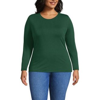 Lands End Shirt aus Baumwolle/Modal-Mix mit Rundausschnitt, Damen, Gr&ouml;&szlig;e:48-50 plus, Gr&uuml;n, Elasthan/Baumwolle Modal, by Lands End