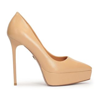 Kazar Lederpumps mit hohem Absatz und Plateau - - Shoes - Damen - Beige - 37 EU