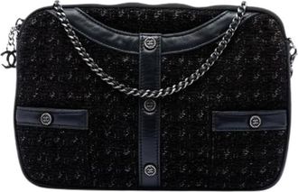 Chanel Sac bandouli&egrave;re vintage en tweed pr&eacute;-poss&eacute;d&eacute; - Femme - Pre-owned - Noir - Taille: ONE Size
