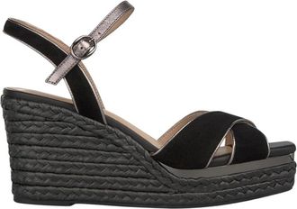 Alma En Pena Sandal mit &uuml;berkreuzten Riemen aus Espartogras - - Shoes - Damen - Schwarzk - 38 EU