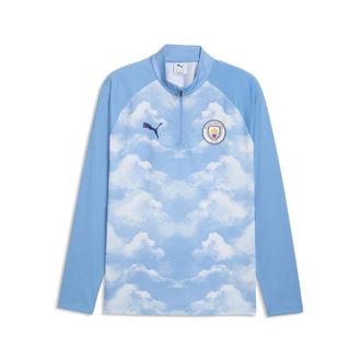 Puma Haut d&eacute;chauffement &agrave; col zipp&eacute; Manchester City Homme, Accessoires, Bleu, XXL