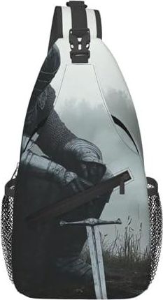 Generic The TriDimensional Knight Kneels Crossbody Shoulder Bag Travel Chest Pack Sling Backpack Sling Backpack For Men Randonn&eacute;e Daypack