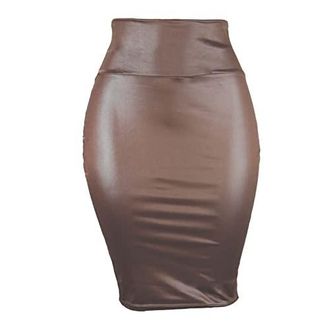 Generic Jupe-Short mi-Long Moulant en Similicuir pour Femme - Coupe Haute - Jupe Crayon Basique pour lhiver et lautomne 2026, C-858 Caf&eacute;, 40