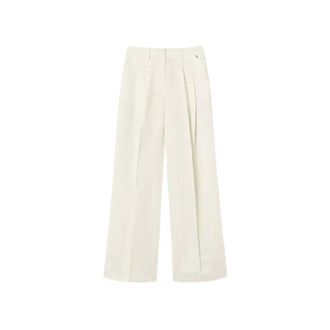 Twinset Femme, Pantalons, Blanc, Taille: 42 FR Pantalon Palazzo en m&eacute;lange de lin
