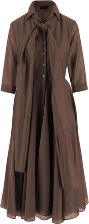 F.it Femme, Robes, Brun, Taille: 48 FR Robe M&eacute;lange de Lyocell avec Col Nou&eacute;