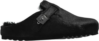 Scholl Mules en cuir avec fourrure Grace - Femme - Chaussures - Noir - Taille: 38 EU