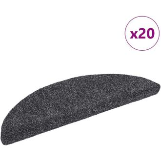 vidaXL Vidaxl - Tapis descalier autocollants 20 pi&egrave;ces 56 x 17 x 3 cm Gris fonc&eacute; Demi-rond