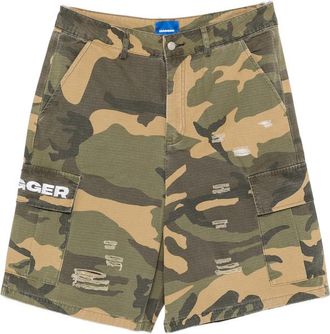 Dagger Distressed-effect Camouflage-print Shorts