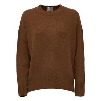 Allude Rippstrick-Pullover mit Rundhalsausschnitt - - Knitwear - Damen - Braun - S