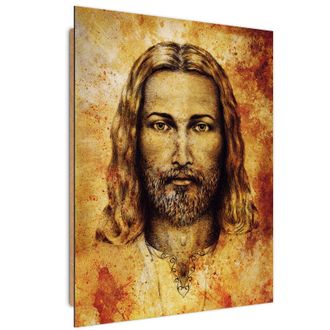 Feeby Wanddeko Jesus Christus Bild Kunstdruck modern für Wohnzimmer Orange 60x90 cm