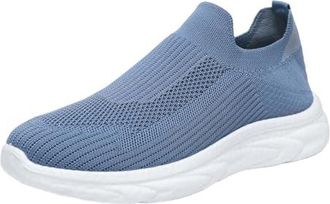 Generic Chaussures de fitness pour homme - Chaussures de sport &agrave; enfiler - Respirantes - Couleur unie - Semelle blanche - Chaussures de marche pour le quotidi