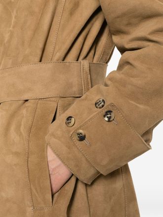 Golden Goose Suede Leather Trench Coat - Beige
