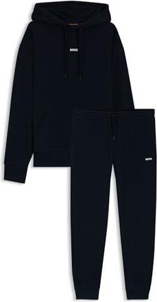 BOSS Hommes TracksuitWesmallhood Surv&ecirc;tement en molleton de coton avec logos contrast&eacute;s