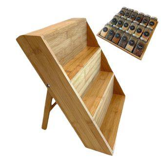 Generic Gew&uuml;rzorganisator Rack - Drei -Lagen Holz Gew&uuml;rzregal | Parf&uuml;m-Organizer Stand | Mehrschichtige Desktop Display Racks | Platzsparende Dessert-Speisere