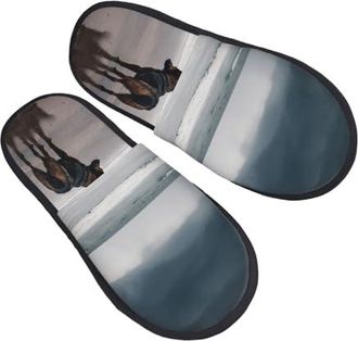 Generic Pantoufles Chien Sur La Plage Anti Odeur Chaussons Épais Pantoufles En Coton Pour Voyage Outdoor Hôtels M