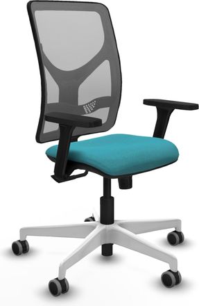 Piqueras y Crespo Sch&ouml;ner Schreibtischstuhl mit 3D-Armen, h&ouml;henverstellbare Lendenwirbelst&uuml;tze, ausgestattet mit 3 Positionen und Schneideschaum, Grau/T&uuml;rkis