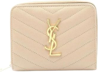 Saint Laurent Pre-owned Portefeuille Paris Monogram - Femme - Pre-owned - Beige - Taille: ONE Size