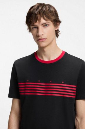 HUGO BOSS T-Shirt Dempsy kontrastfarbiger Ausschnitt, Regular Fit, reine Baumwolle