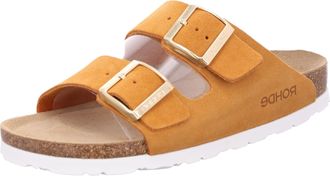 Rohde Damen Pantolette Velours Leder Zwei Schnallen Komfortweite Alba 5590, Größe:37 EU, Farbe:Orange