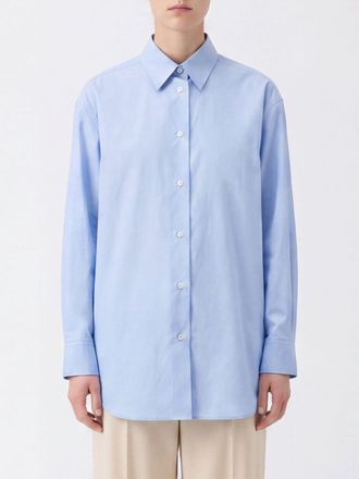 Jil Sander Chemise &agrave; manches longues en coton avec col fran&ccedil;ais et ourlet arrondi