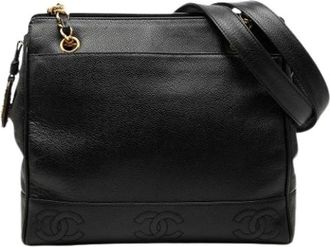 Chanel Sac port&eacute; &eacute;paule Pre-owned en cuir caviar - Femme - Pre-owned - Noir - Taille: ONE Size
