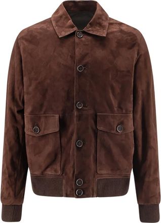Arma Veste Bomber R&eacute;versible en Daim Tomme - Homme - Vestes - Brun - Taille: XL