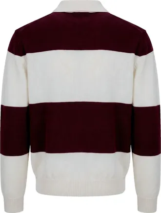 A.P.C. Striped Virgin Wool Rugby Polo Shirt - Bordeaux