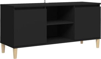 vidaXL Vidaxl - TV-Schrank mit Massivholz-Beinen Schwarz 103,5x35x50 cm