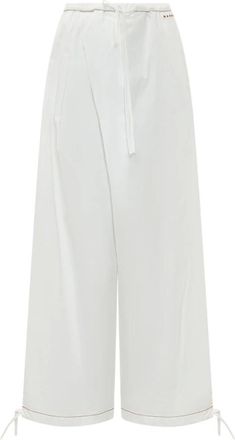 Marni Femme, Pantalons, Blanc, Taille: 38 FR Pantalon Large Fluide
