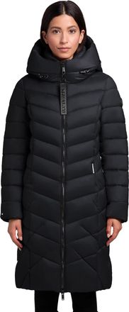 Khujo Damen Langer Wintermantel warmer Steppmantel mit Schlüsselanhängerund verstellbarer Kapuze Odana3-YM Port Blue Gr. XXL