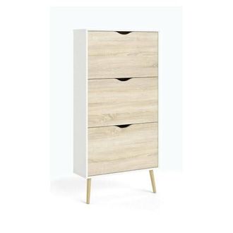 Tvilum Schuhschrank mit drei Schubladen, schwarz-weiß, 70,2 x 138,8 x 23,9 cm