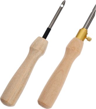 Pretyzoom CLISPEED 2 St&uuml;ck Punch Needle Stickerei Mit Ergonomischem Holzgriff 3,5mm Und 5mm Edelstahlnadeln N&auml;hwerkzeug F&uuml;r Erwachsene Und Kinder Selbstgemacht 