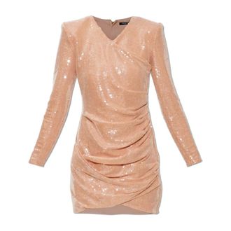 Balmain Femme, Robes, Rose, Taille: 38 FR Robe &agrave; Sequins Avec Drap&eacute;