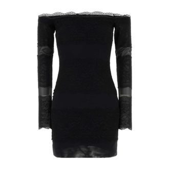 Blumarine Net Dress W/Lace - - Dresses - Damen - Schwarzk - S
