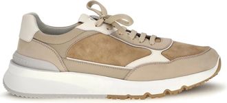 Brunello Cucinelli Baskets en nubuck et daim - Homme - Chaussures - Beige - Taille: 40 1/2 EU