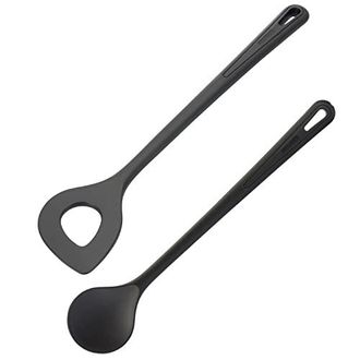 Westmark écumoir pointus + cuillère à remuer/cuisiner, set de 2 pièces, résistant à la chaleur jusquà 270 °C, plastique, Gentle Plus, Noir, 288722E9