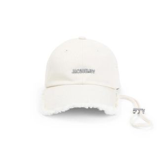 Jacquemus Caps & M&uuml;tzen - Frayed Brim White Cotton Cap - Gr. 60 - in Wei&szlig; - f&uuml;r Damen
