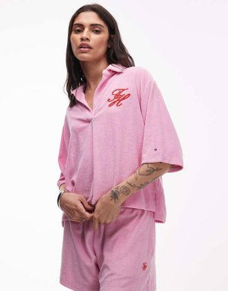 Tommy Hilfiger Resort - Chemise en tissu &eacute;ponge &agrave; logo - Rose