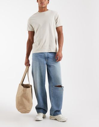 Levi's 578 - Jean baggy avec genou d&eacute;chir&eacute; - Bleu moyen