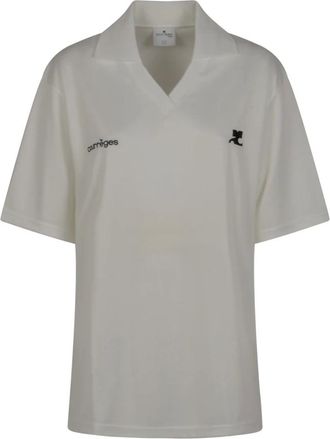 Courr&egrave;ges Femme, Tops, Blanc, Taille: 38 FR Polo de sport oversize