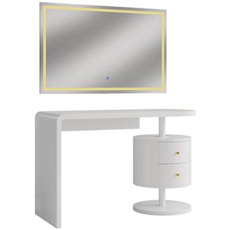 Vicco Schminktisch Lara, Wei&szlig;, 120 cm mit LED-Spiegel