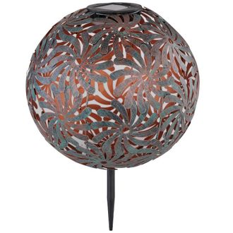 Globo Lighting Solarleuchte Erdspie&szlig; Kugelleuchte Solar Stecklampe antik gold, Lichteffekt, Metall, LED warmwei&szlig;, DxH 26x37 cm