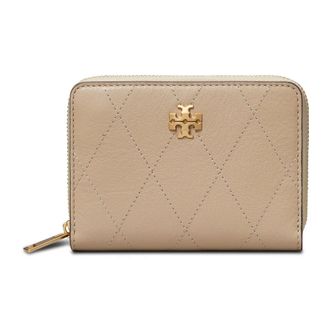 Tory Burch Femme, Accessoires, Beige, Taille: ONE Size Petit portefeuille zipp&eacute; Charlie matelass&eacute;