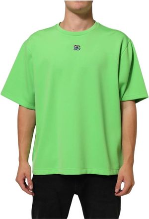 Dolce & Gabbana Homme, Tops, Vert, Taille: 4XL T-Shirt &agrave; Manches Courtes et Col Rond
